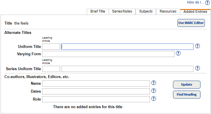 Add Title Record Library Manager 